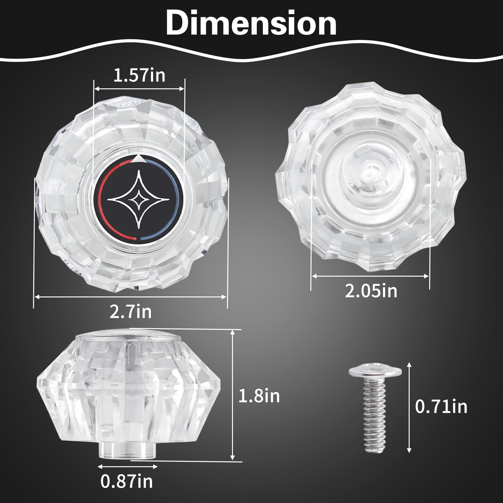 LavishStream Shower Knob Replacement for Price Pfister Shower Handle 940-240 One-Handle Tub Kit Clear Acrylic