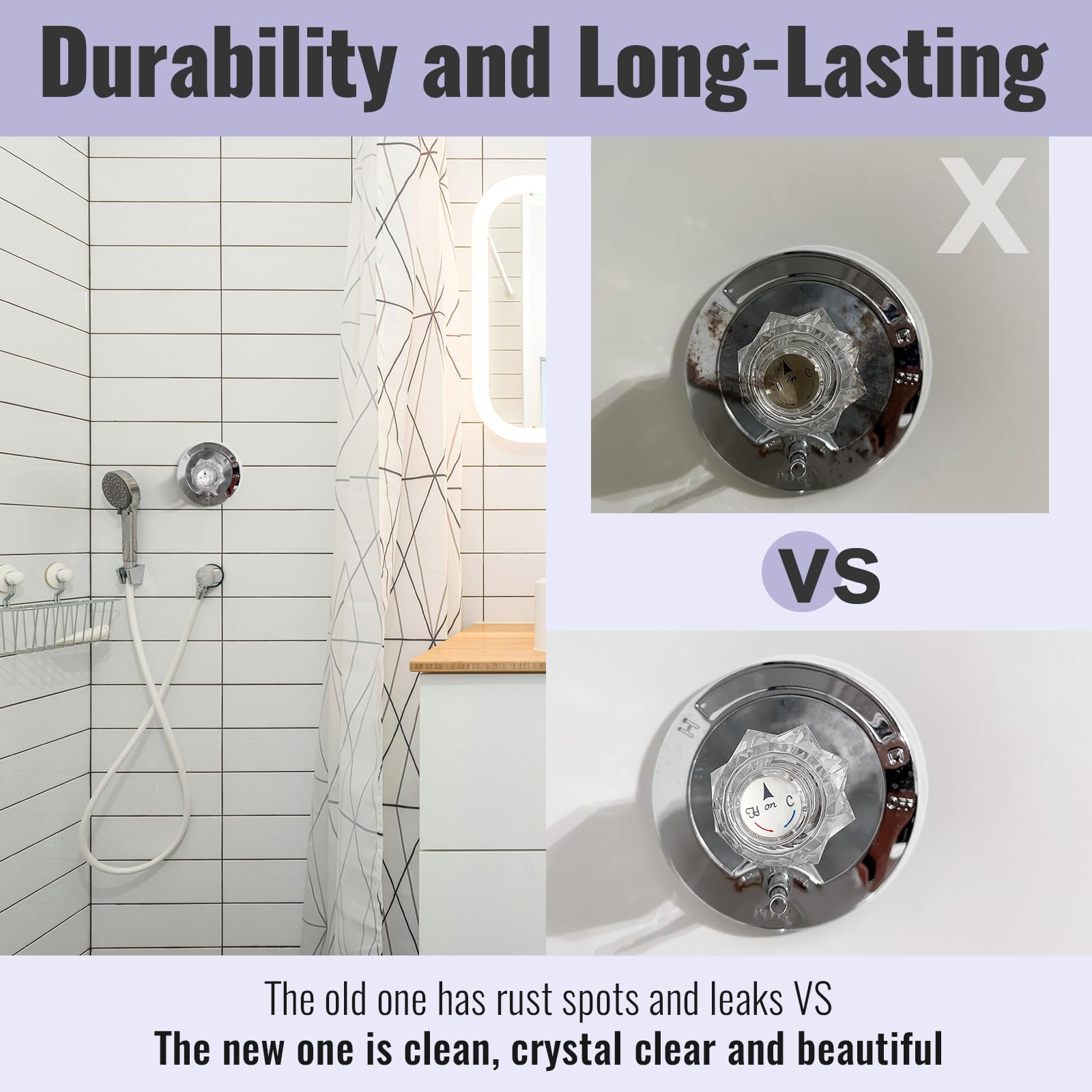 Shower Knob Replacement Compatible with Delta RP2391 Single Clear Knob Handle Kit, Shower Bathtub Tub Faucet Handle Replacement with Button and Set Screw (1)