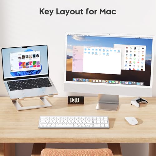 OMOTON Bluetooth Keyboard for Mac, Wireless Keyboard with Numeric Keypad for MacBook Pro/Air, iMac, iMac Pro, Mac Mini, Mac Pro Laptop, Silver White