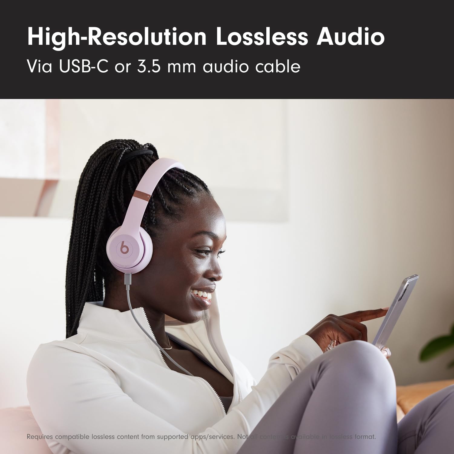 Beats Solo 4 - Wireless Bluetooth On-Ear Headphones, Apple & Android Compatible, Up to 50 Hours of Battery Life - Cloud Pink (Renewed Premium)