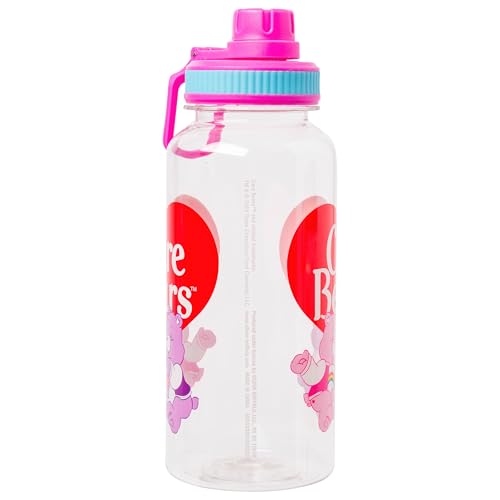 Silver Buffalo Care Bears Plastic Bottle with Sticker Set and Twist Spout Featuring Good Luck Bear, Grumpy Bear, Share Bear, and Cheer Bear, 32 Ounces