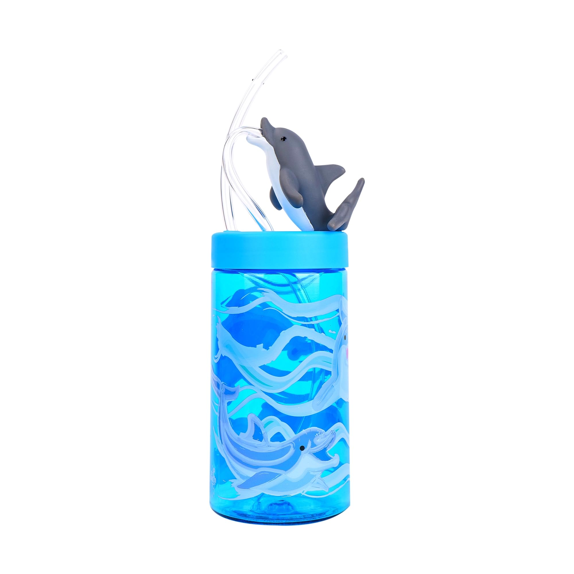 SIP WITH ME Sealife Dolphin Cup, Kids Water Bottle, Toddler Cups, Tumbler with Lid and Straw, Travel Sippy Cup for Water or Milk, Kids Cups with Lids for Toddlers 3 and Up, BPA Free Plastic, 12 oz