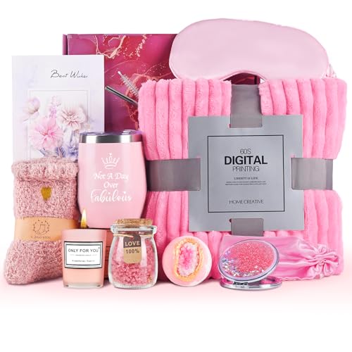 nasominako Self Care Gift Baskets for Women: Get Well Soon Care Packages with Blanket and Tumbler, Pink Gift Boxes Set for Girls, Mother, Sisters, Friends, and Cousins