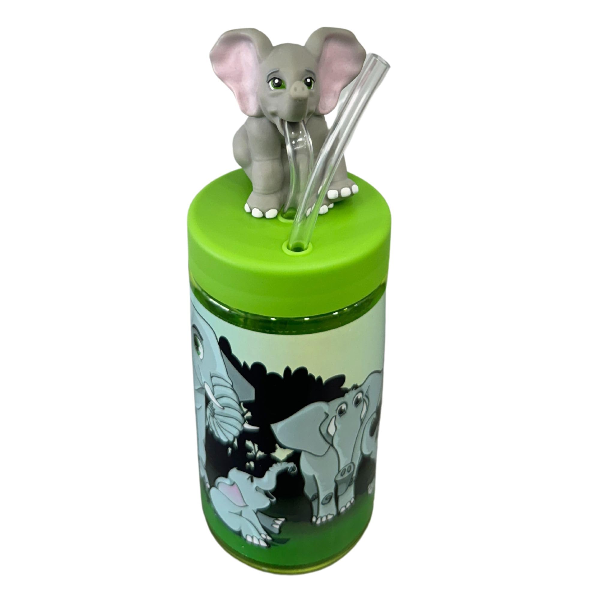 SIP WITH ME Zoo Elephant Cup, Kids Water Bottle, Toddler Cups, Tumbler with Lid and Straw, Travel Sippy Cup for Water or Milk, Kids Cups with Lids for Toddlers 3 and Up, BPA Free Plastic, 12 oz