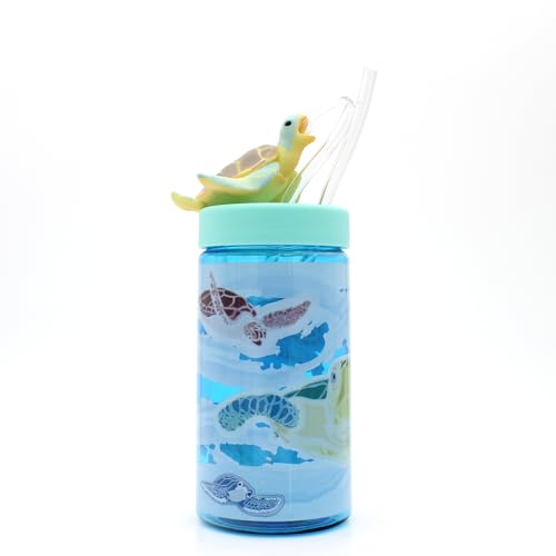 SIP WITH ME Sealife Sea Turtle Cup, Kids Water Bottle, Toddler Cups, Tumbler with Lid and Straw, Travel Sippy Cup for Water or Milk, Kids Cups with Lids for Toddlers 3 and Up, BPA Free Plastic, 12 oz