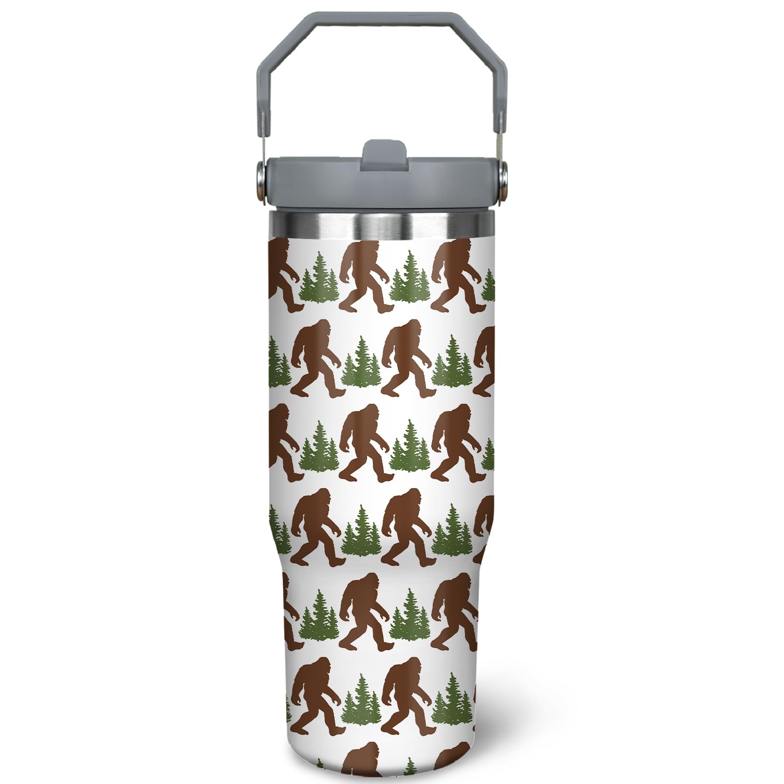 ysnifeiw 30oz Bigfoot Tumbler with Top Handle and Flip Straw Bigfoot/Sasquatch Gifts Cup for Dad Father's Day Birthday Christmas Gifts for Men