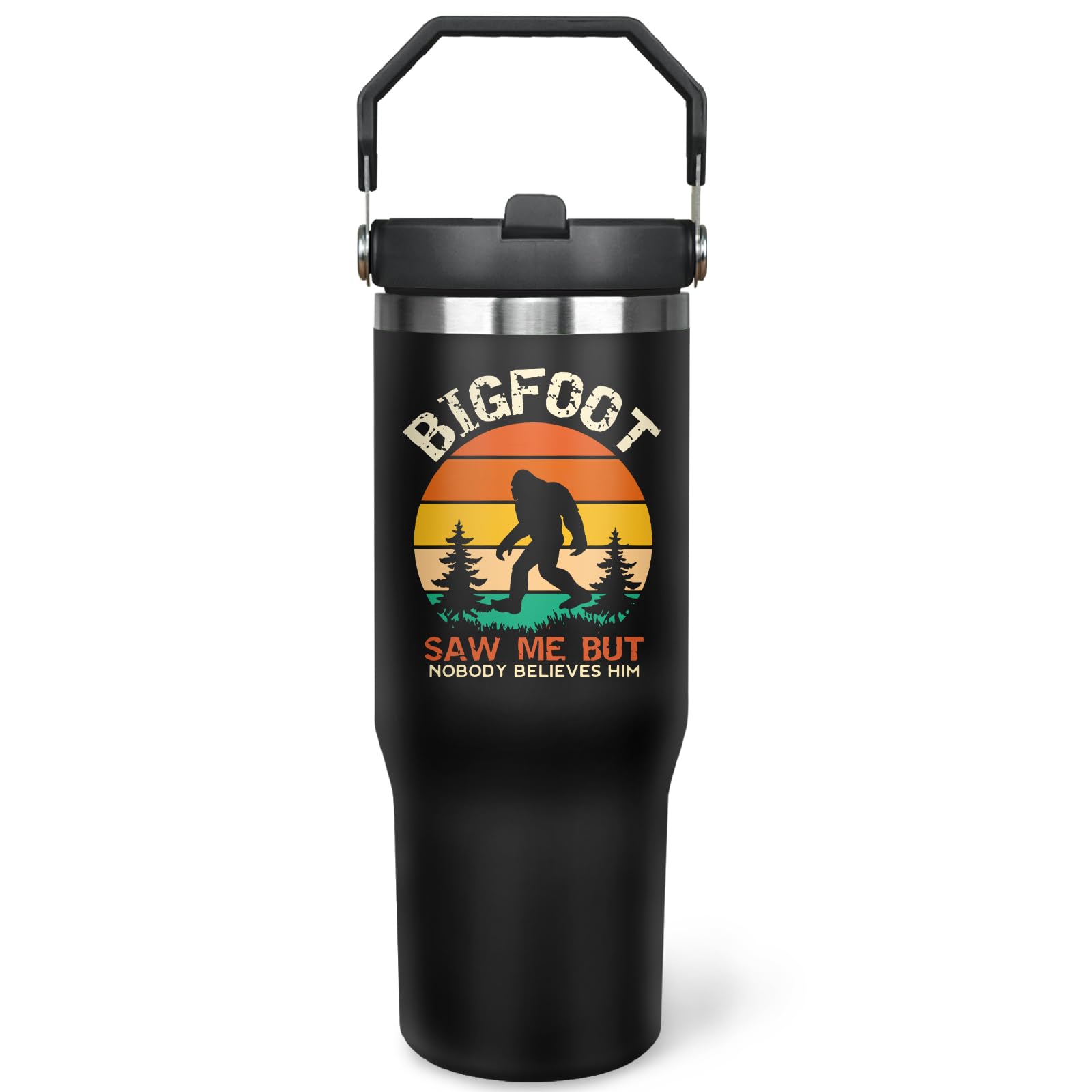 ysnifeiw 30oz Bigfoot Tumbler with Top Handle and Flip Straw Bigfoot/Sasquatch Gifts Cup for Dad Father's Day Birthday Christmas Gifts for Men