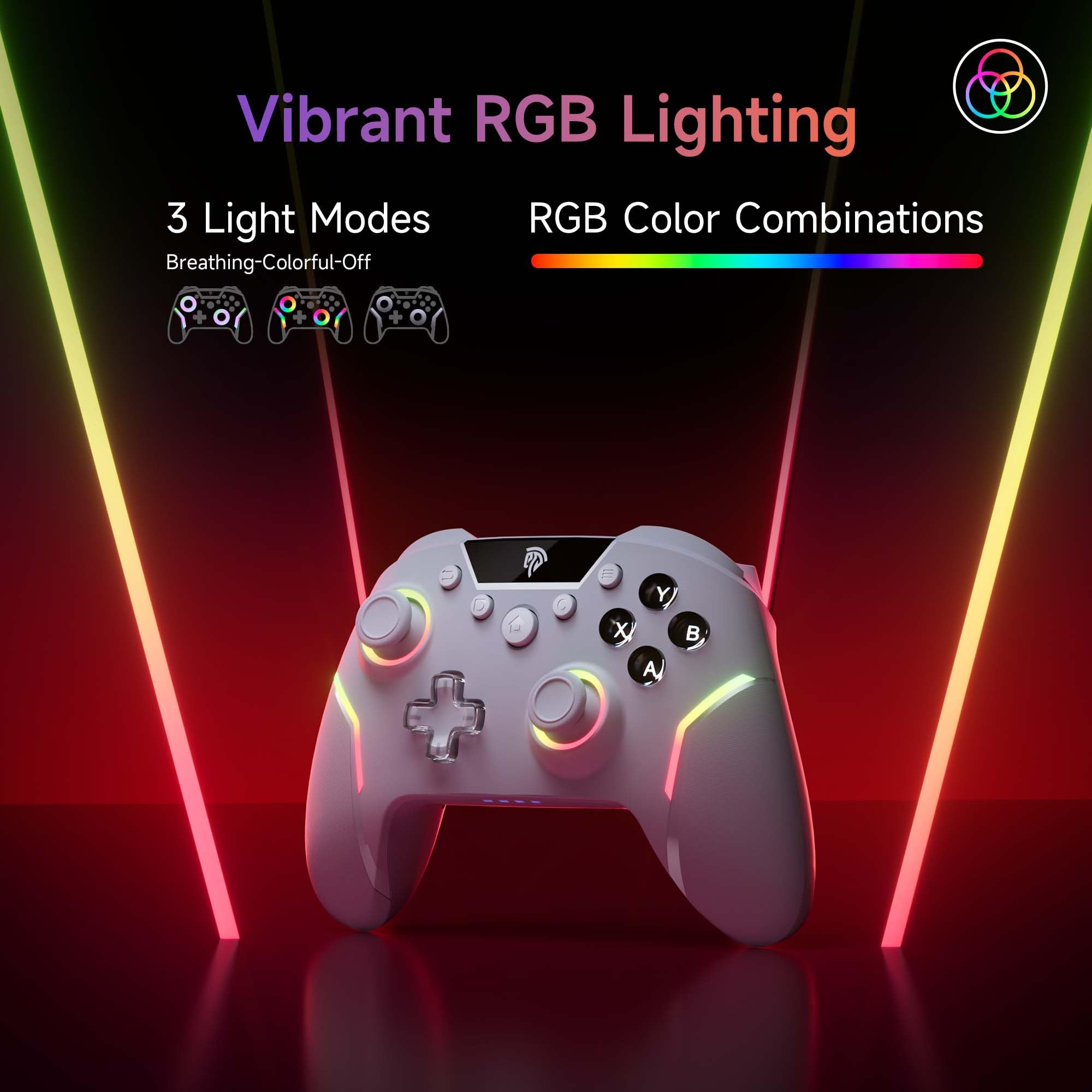 EasySMX X20 Wireless Gaming Controller with RGB Backlit, 2-Stage Hall Effect Stick, 1000Hz Polling Rate, 6-Axis Gyro on Multi-Platform, Mech Buttons- Compatible with PC/Switch/Steam/Android