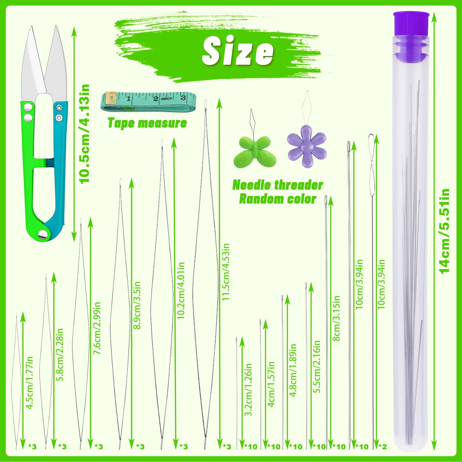 86 Pcs Beading Needles Set,6 Sizes Big Eye Seed Bead Needles,Long Straight Beading Needle,Twist Beading Needles,Flexible Needle for Beads for Jewelry Making