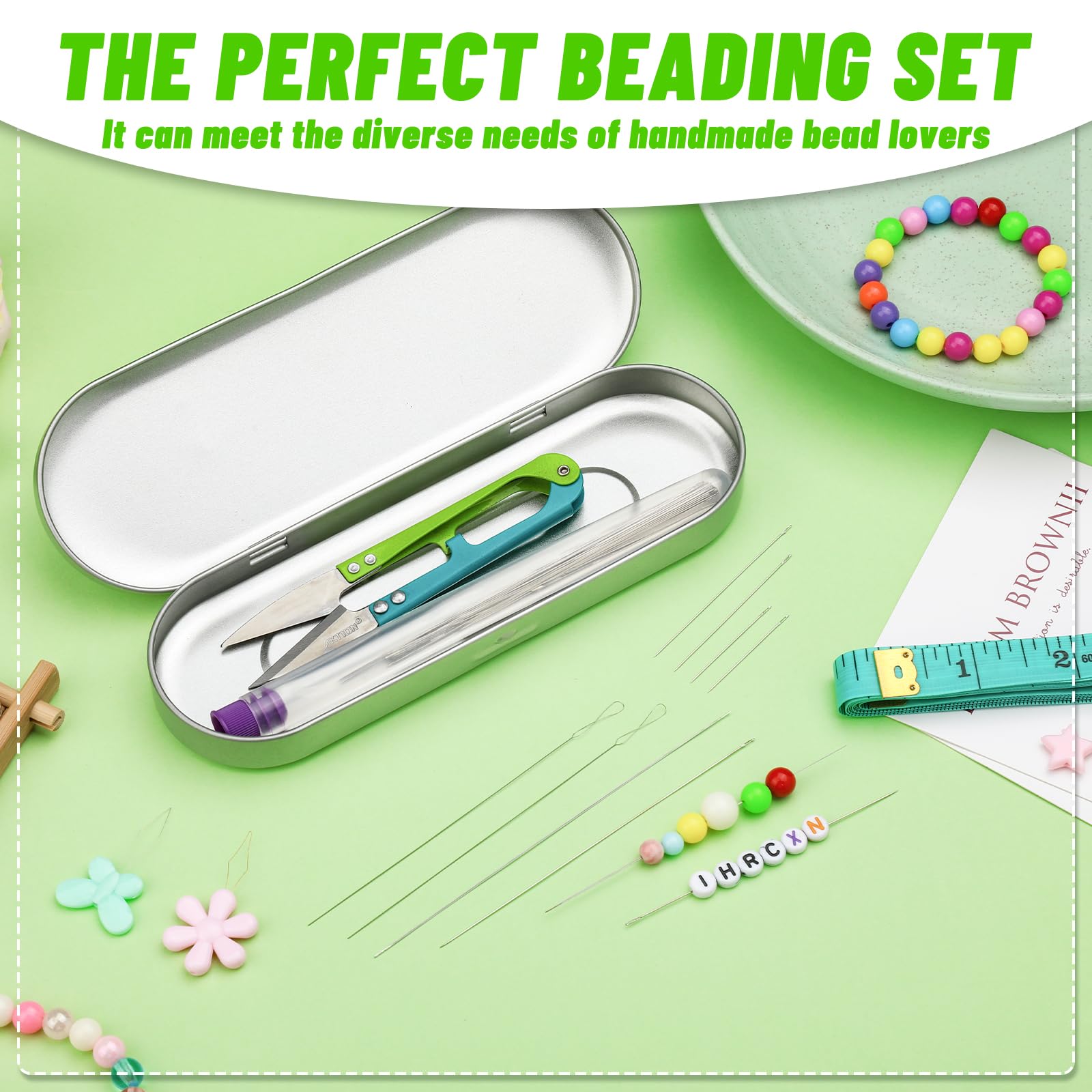 86 Pcs Beading Needles Set,6 Sizes Big Eye Seed Bead Needles,Long Straight Beading Needle,Twist Beading Needles,Flexible Needle for Beads for Jewelry Making