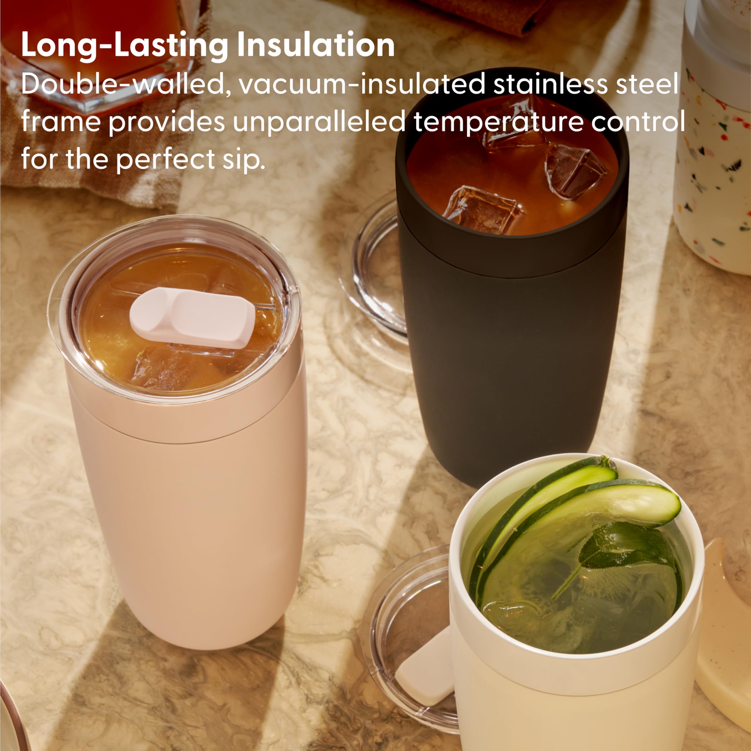 W&P Porter Insulated Tumbler 20 oz | No Metallic Aftertaste Ceramic Coated for Water, Coffee, & Tea | Wide Mouth Vacuum Insulated | Dishwasher Safe, Charcoal (Tone on Tone)