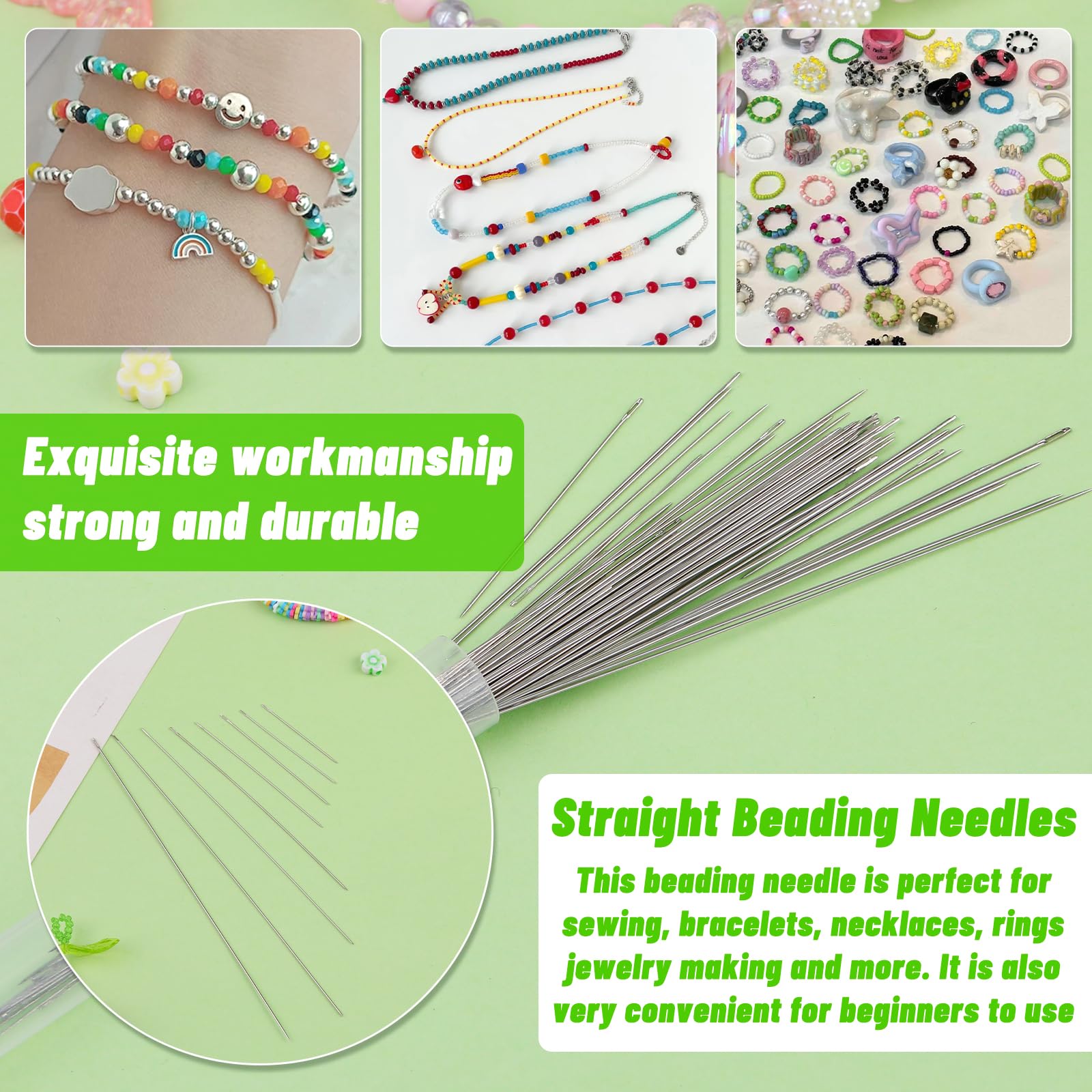 86 Pcs Beading Needles Set,6 Sizes Big Eye Seed Bead Needles,Long Straight Beading Needle,Twist Beading Needles,Flexible Needle for Beads for Jewelry Making