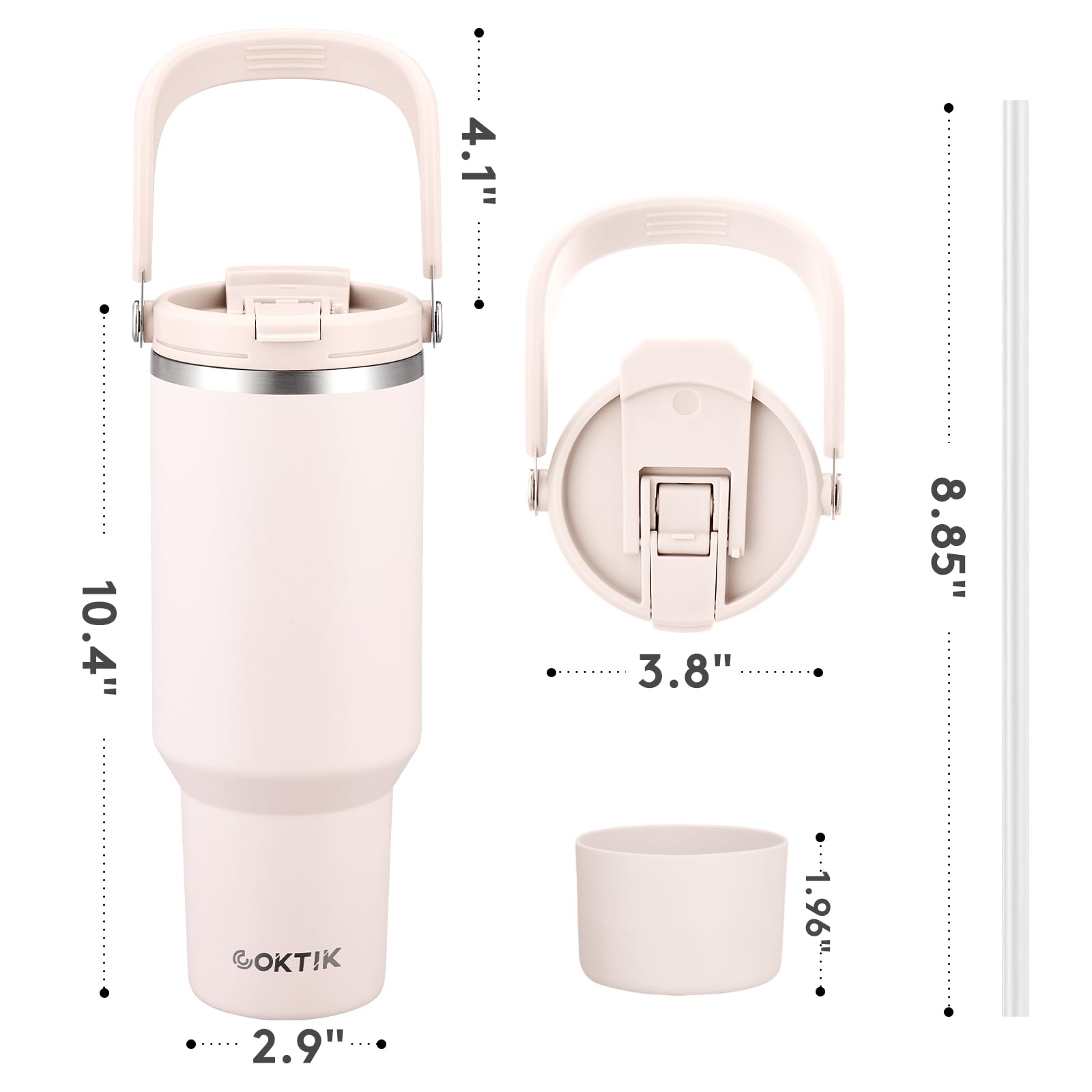 COKTIK 40 oz Tumbler with Handle and Straw, Double Insulated Tumblers with Flip Straw and Top Handle, Leakproof Tumbler, Stanley Cup, Insulated Water Bottle (Light Blue)