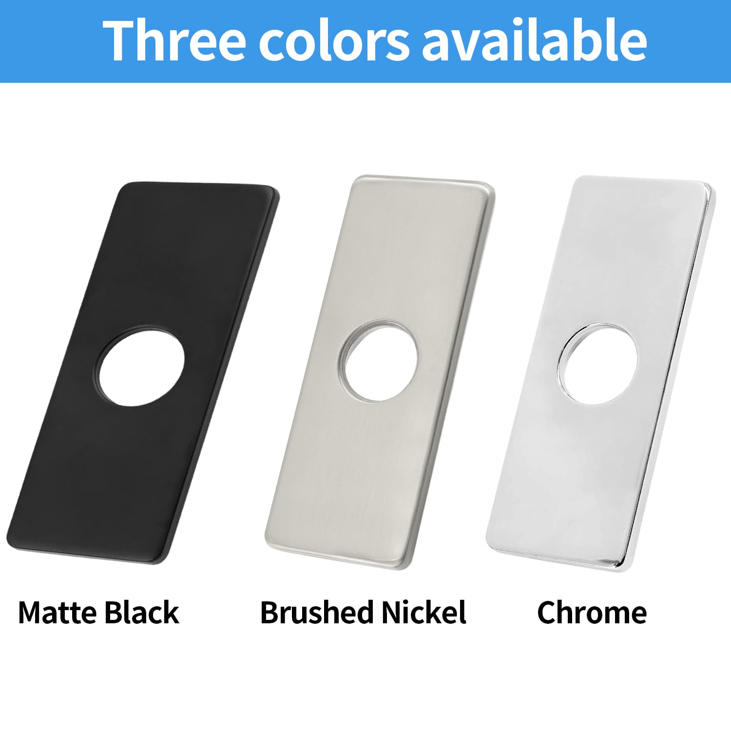2pcs 6" Hole Cover Deck Plate for Bathroom Vanity Sink, 3-to-1 Bathroom Faucet Escutcheon Plate, Rectangle, Stainless Steel (Matte Black)