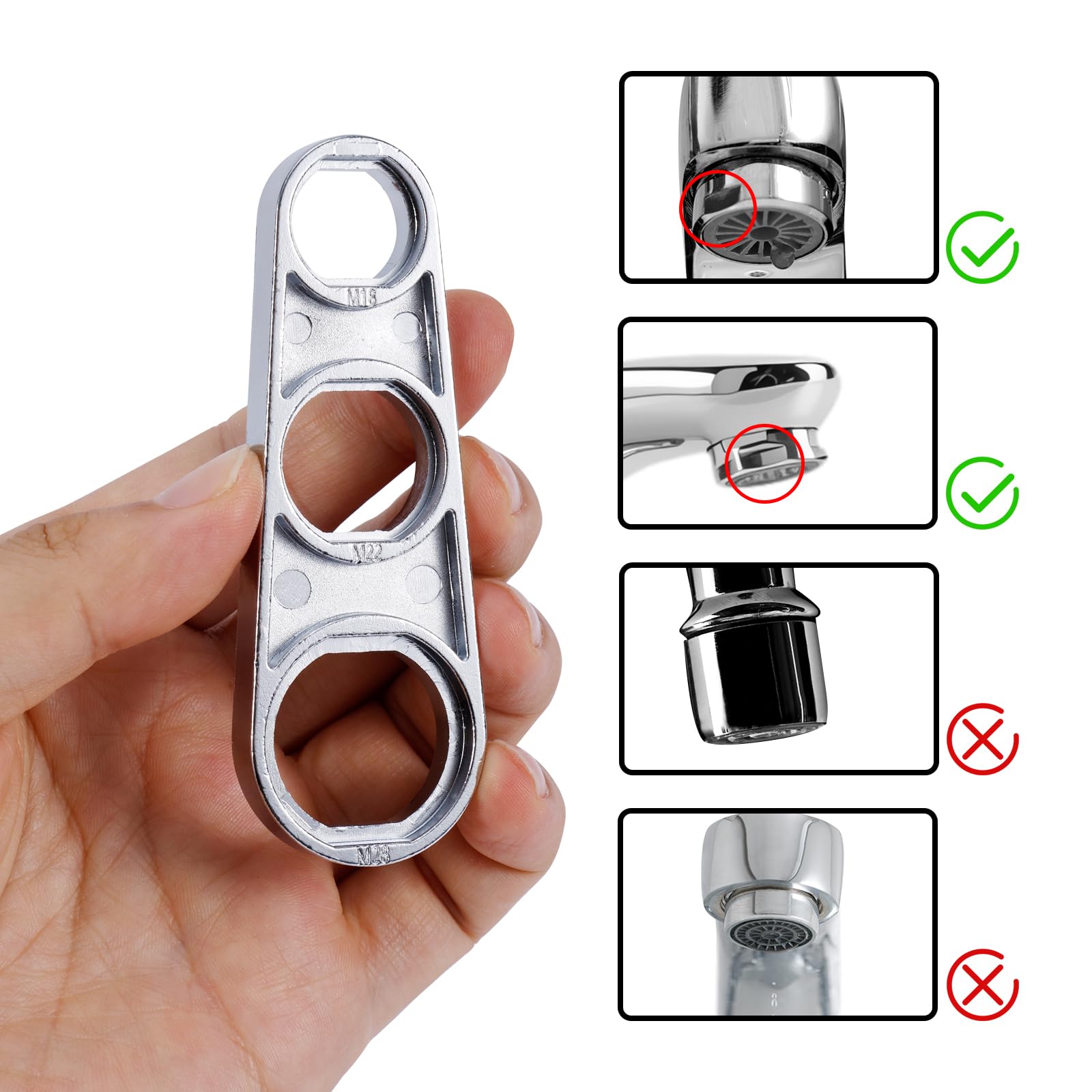2pcs Faucet Bubbler Wrenches, Multi-Use Faucet Aerator Key 6 Sizes 16/18/20/22/24/28mm Sink Aerator Wrenches Detach Tool for Kitchen Bathroom Faucet Parts Repair Spanner