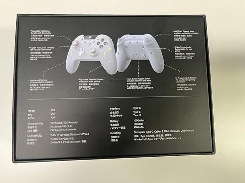 EasySMX X20 Wireless Gaming Controller with RGB Backlit, 2-Stage Hall Effect Stick, 1000Hz Polling Rate, 6-Axis Gyro on Multi-Platform, Mech Buttons- Compatible with PC/Switch/Steam/Android