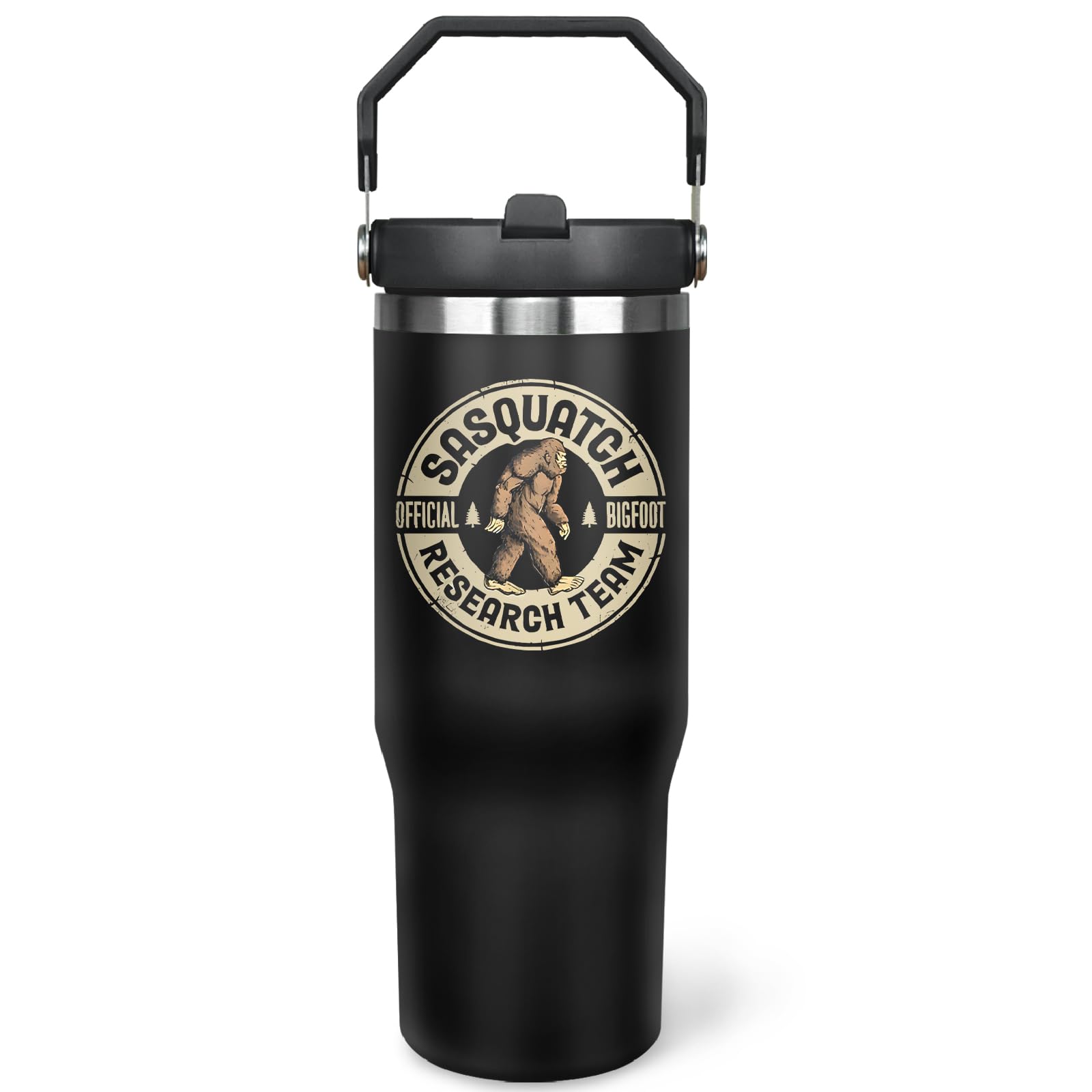 ysnifeiw 30oz Bigfoot Tumbler with Top Handle and Flip Straw Bigfoot/Sasquatch Gifts Cup for Dad Father's Day Birthday Christmas Gifts for Men