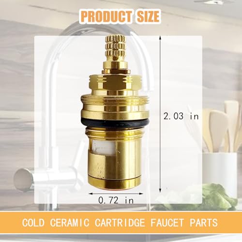 Ceramic Cartridge Assembly Compatible with T&S Brass Faucets Temperature 40F-140F, Pressure 20PSI-125PSI Cold Ceramic Cartridge faucet parts Replace 013788-45