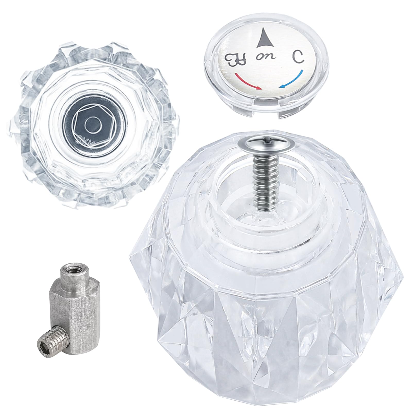 Shower Handle Replacement Assembly for RP41661,Shower Knob Replacement Compatible with Delta and Peerless Single Handle Tub Faucets,Universal Shower Handle Replacement,Clear Acrylic