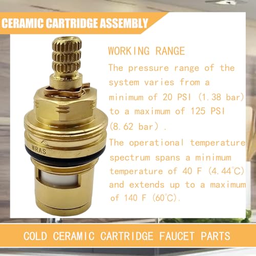 Ceramic Cartridge Assembly Compatible with T&S Brass Faucets Temperature 40F-140F, Pressure 20PSI-125PSI Cold Ceramic Cartridge faucet parts Replace 013788-45