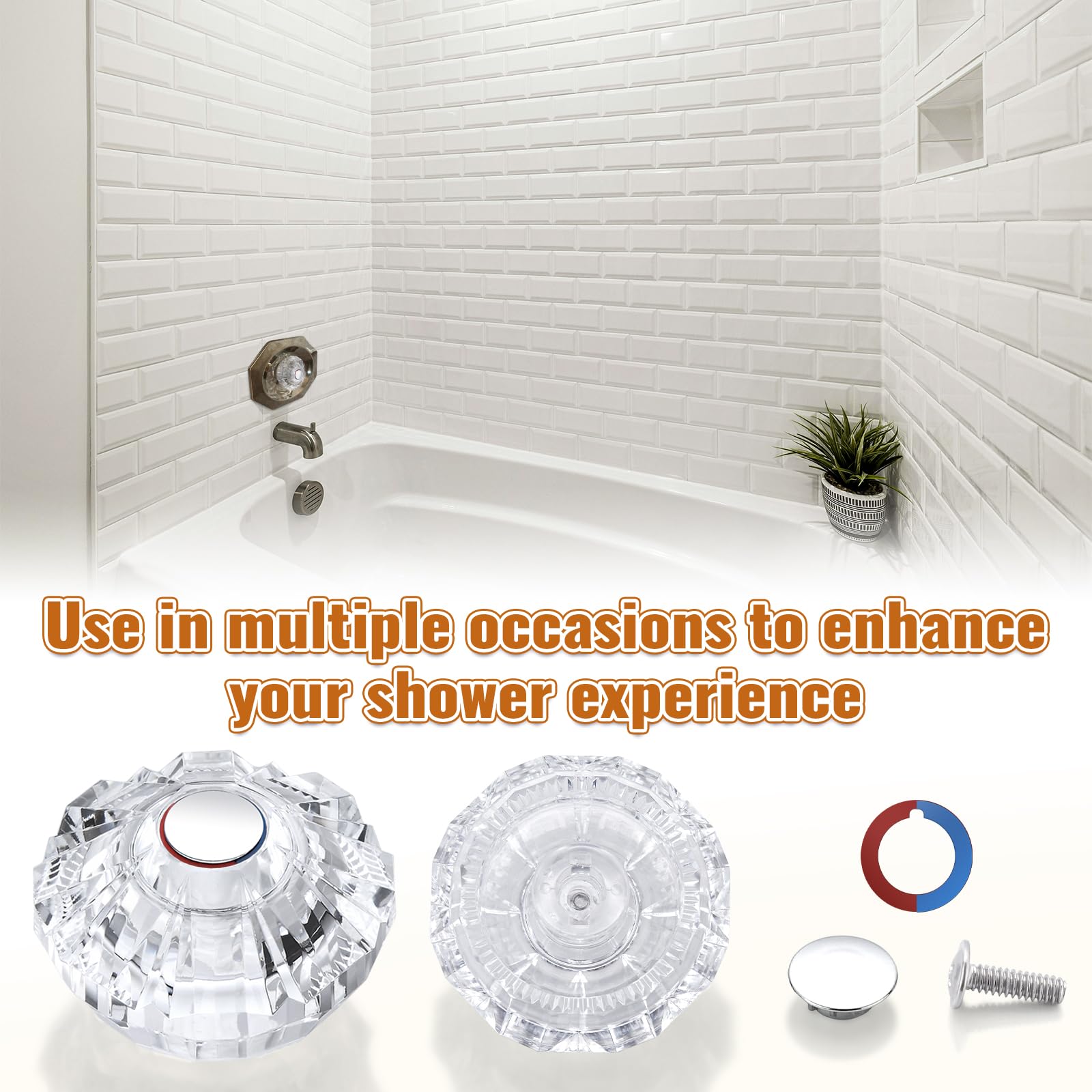 Single Shower Faucet Handle Replacement for Price Pfister Style Avante Series 940-240 or 940-950a, Clear Acrylic Shower Knob Replacement use for Bathroom Sink (940-950A)