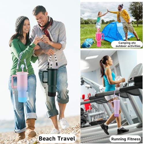 Sanilinwild 40 oz Tumbler with Handle Straw and Accessories, Drop & Abrasion Resistant, Vacuum Double-Layer Insulation, Ideal for Camping, Fitness, Outdoor Use