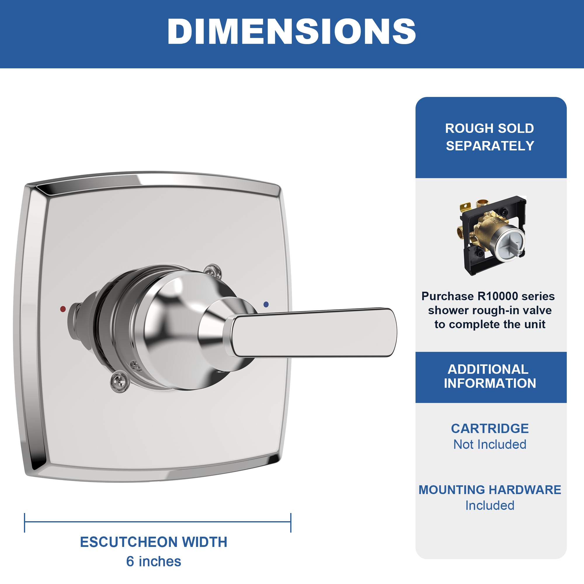 Replacement for Delta Faucet Ashlyn 14 Series Single-Function Shower Valve Trim Kit, Chrome Shower Trim Kit Shower Handle T14064(Without Cartridge)