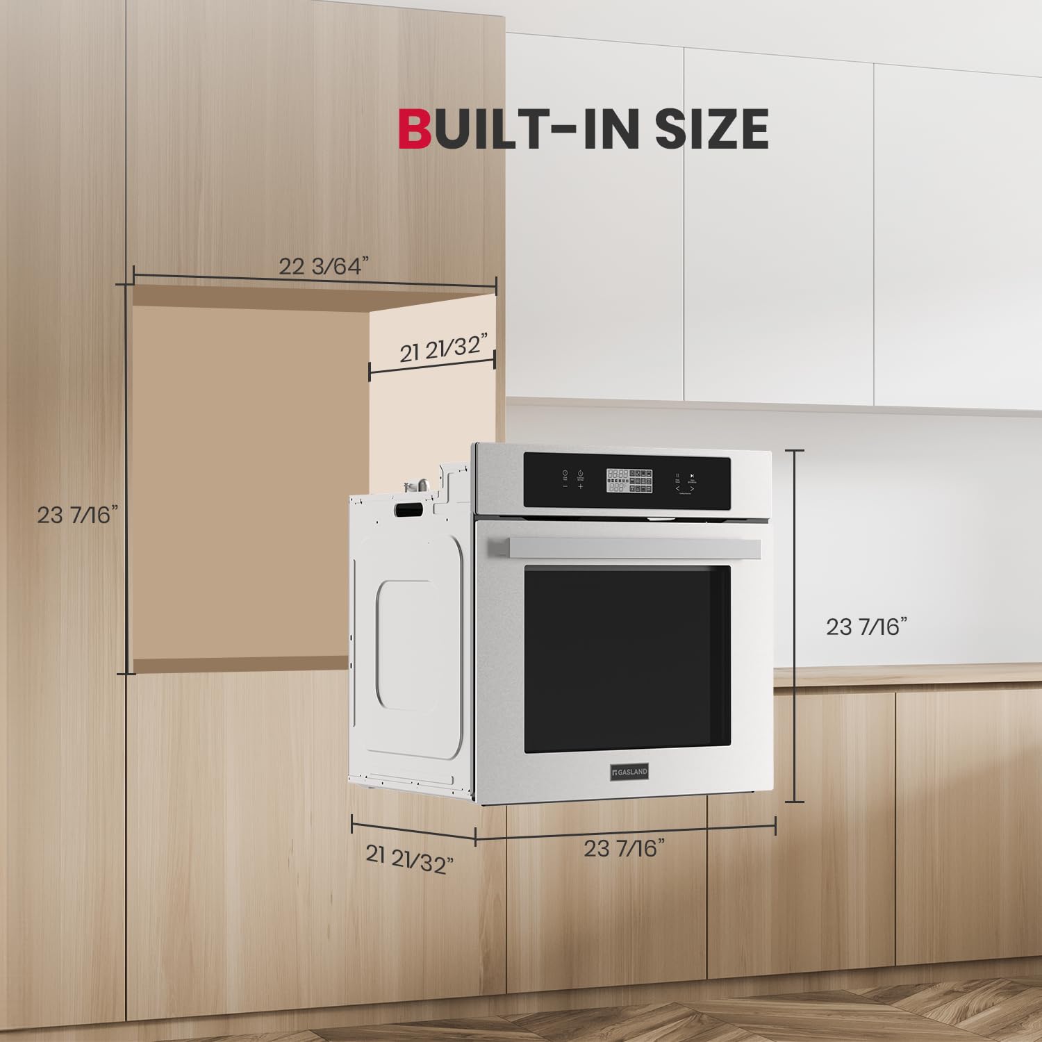 GASLAND 24 Inch Electric Wall Oven, 2.6 Cu.ft Built-in Single Wall Oven, 12 Cooking Functions, 3D Heating, Convection Oven with Rotisserie, Touch Control, Safety Lock, ETL Certified, Stainless Steel