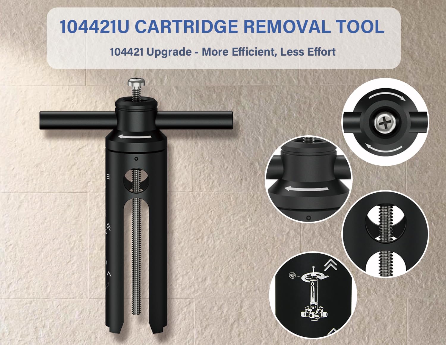 104421U Cartridge Puller Tool Replacement for Moen 1200,1222,1225 Series One-Handle Posi-Temp Pressure Balanced Tub/Shower Faucet Rough-in Valve Core Removal Tool (Upgraded 104421)