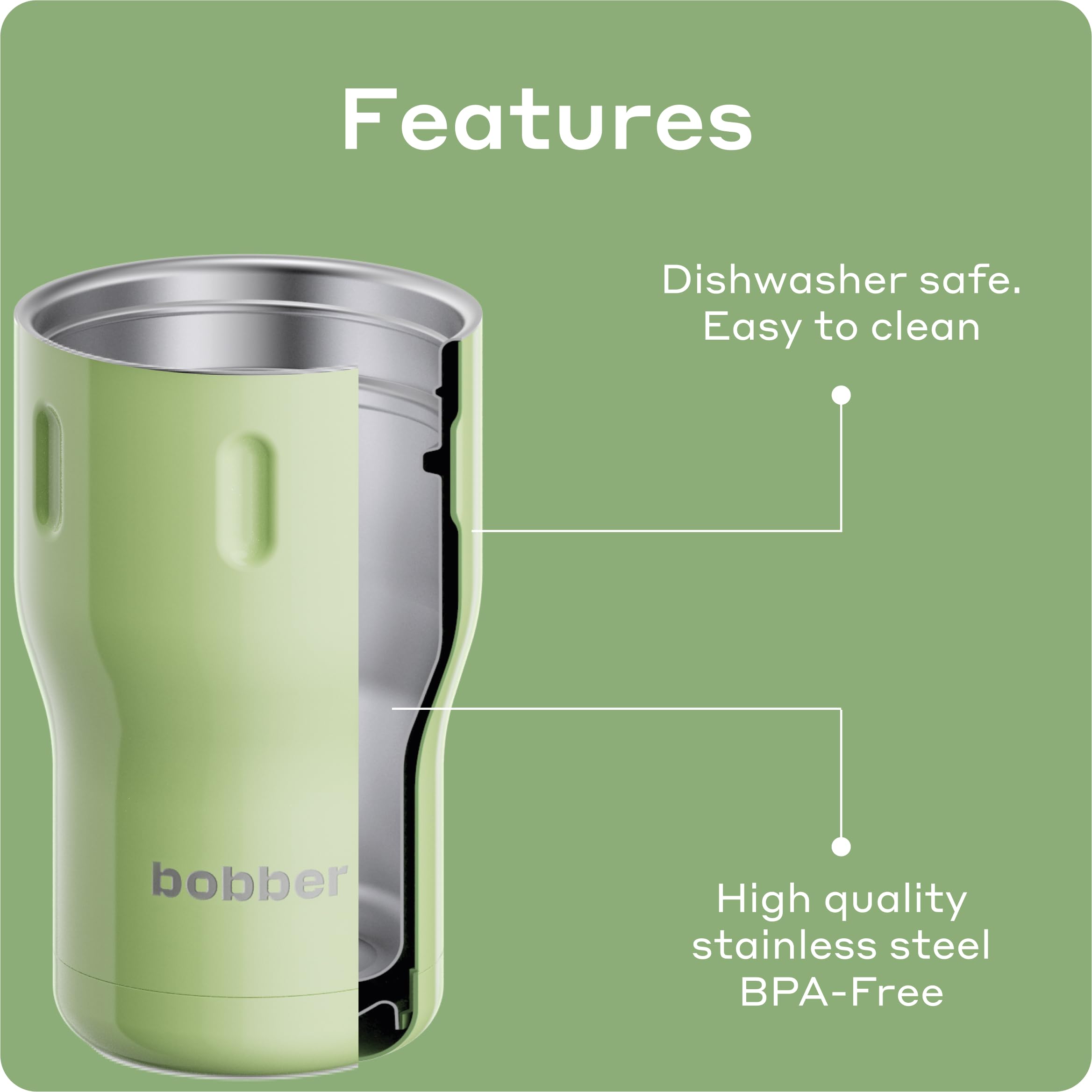 BOBBER Pack of 12 oz Insulated Stainless Steel Travel Mug & 20 oz Sport Tritan Bottle 100% Leakproof & Dishwasher safe (Mint Cooler)