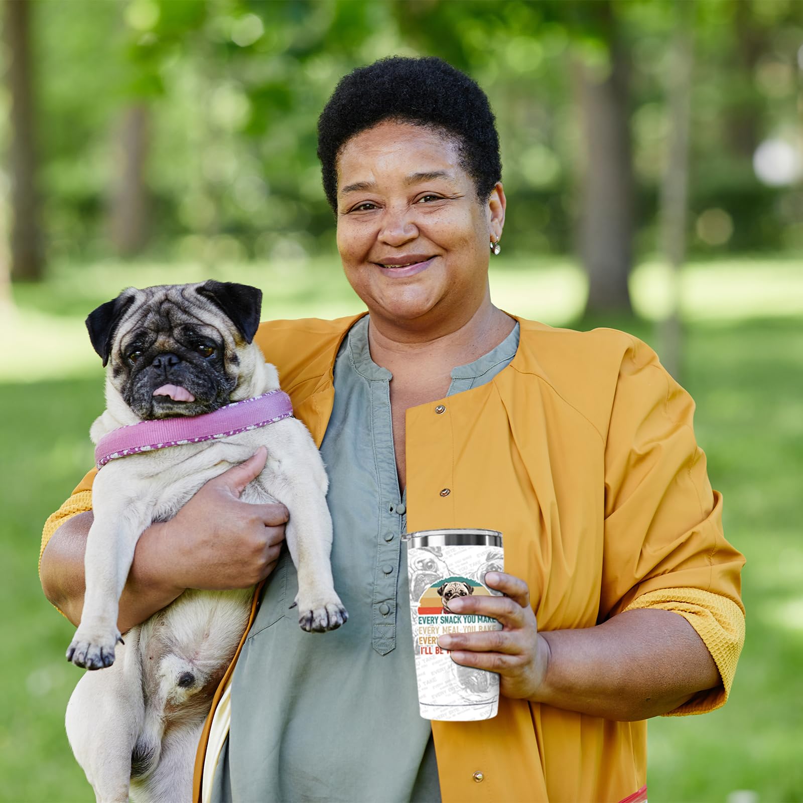 TkinTall Pug Gift for Pug Lovers - Pug Tumbler, Dog Cup with Lid, Pug Dad/Mom Gifts, Pug Stuff, Pug Decor 20 Oz Stainless Steel Insulated Bottle Coffee Mug