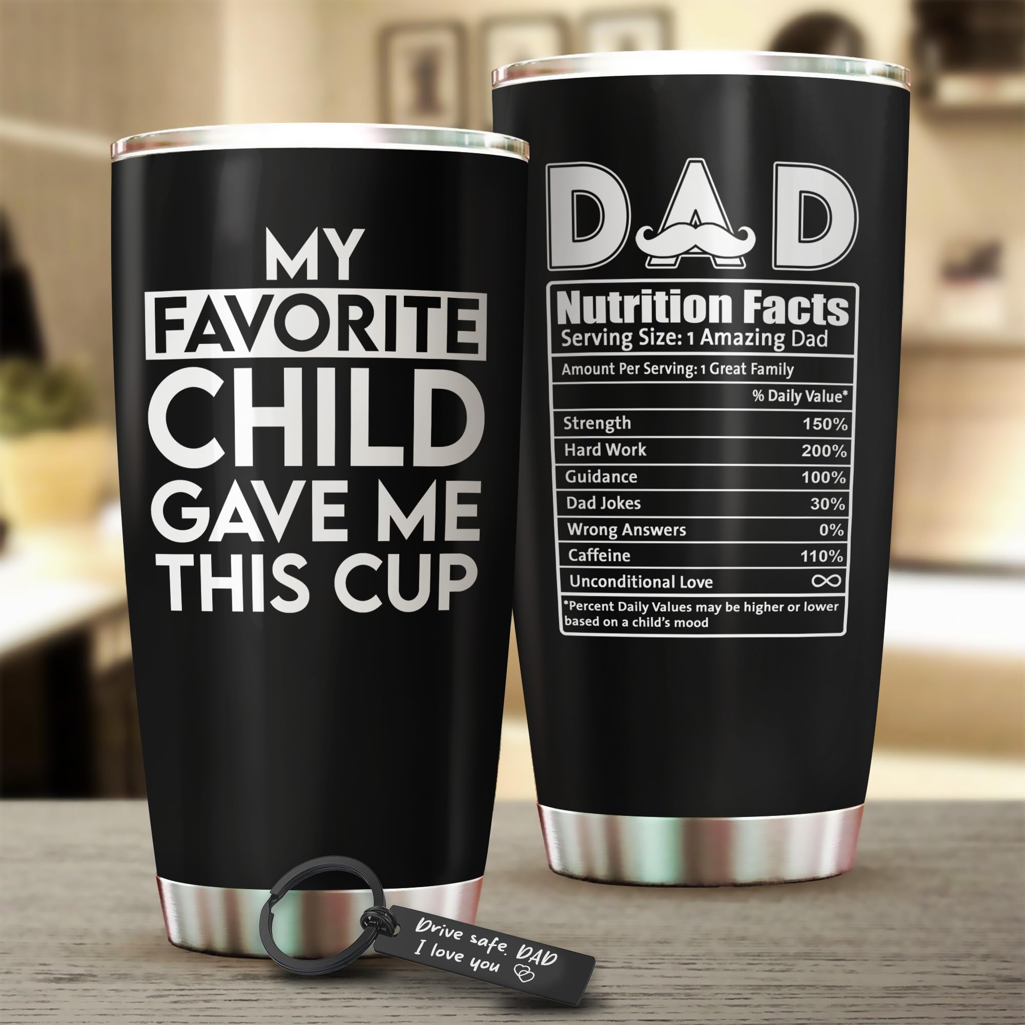 FROOBLEQUIRK 20 Oz Stainless Steel Tumbler for Dad – Funny Birthday Gift from Daughter or Son, Christmas & Father's Day