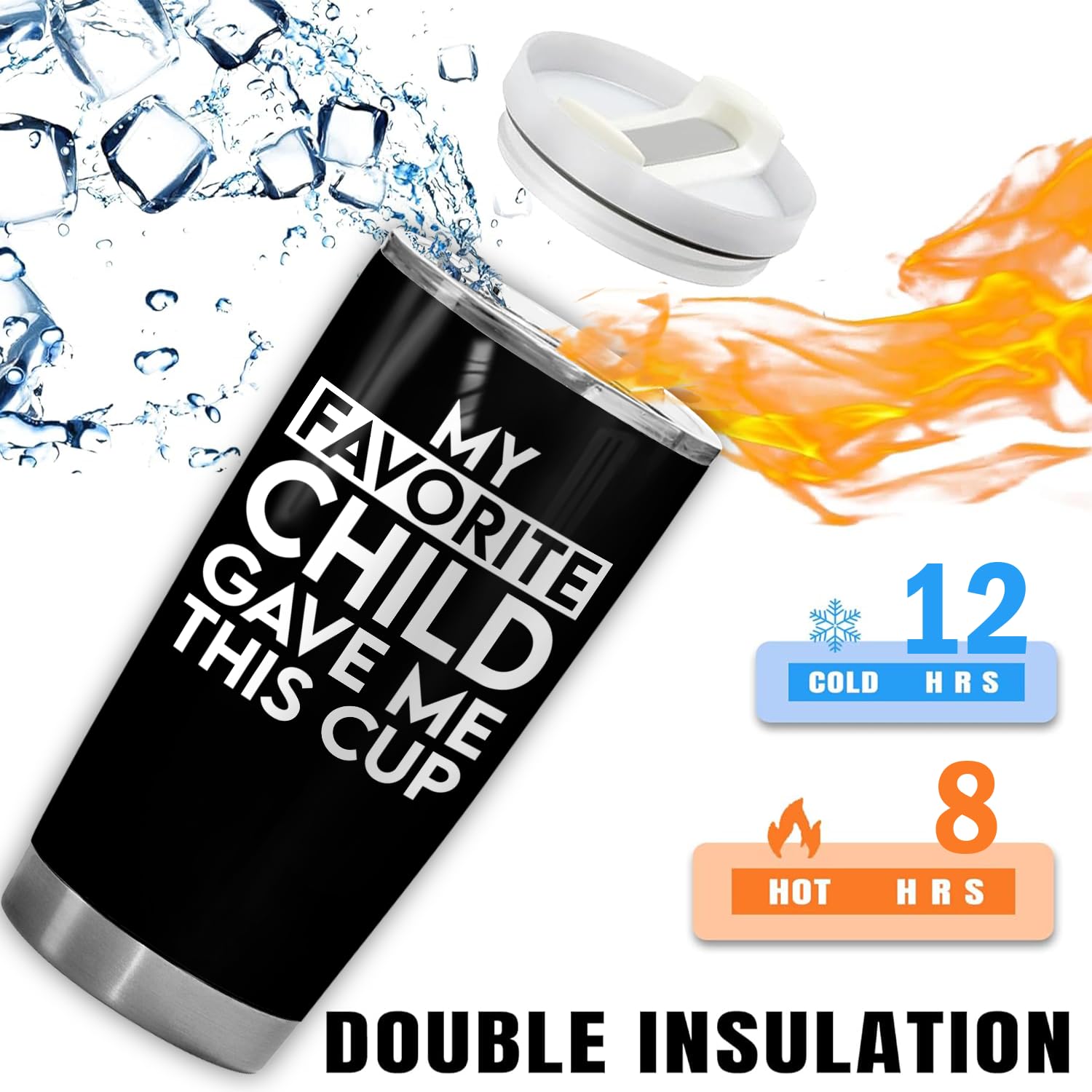 FROOBLEQUIRK 20 Oz Stainless Steel Tumbler for Dad – Funny Birthday Gift from Daughter or Son, Christmas & Father's Day