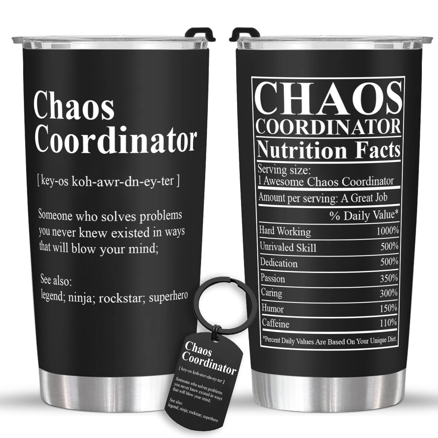 Chaos Coordinator Tumbler 20 Oz, Chaos Coordinator Cup, Chaos Coordinator Water Bottle, Thank You Gifts, Chaos Coordinator Gifts For Boss Manager Teacher Coworkers Friends Christmas Birthday