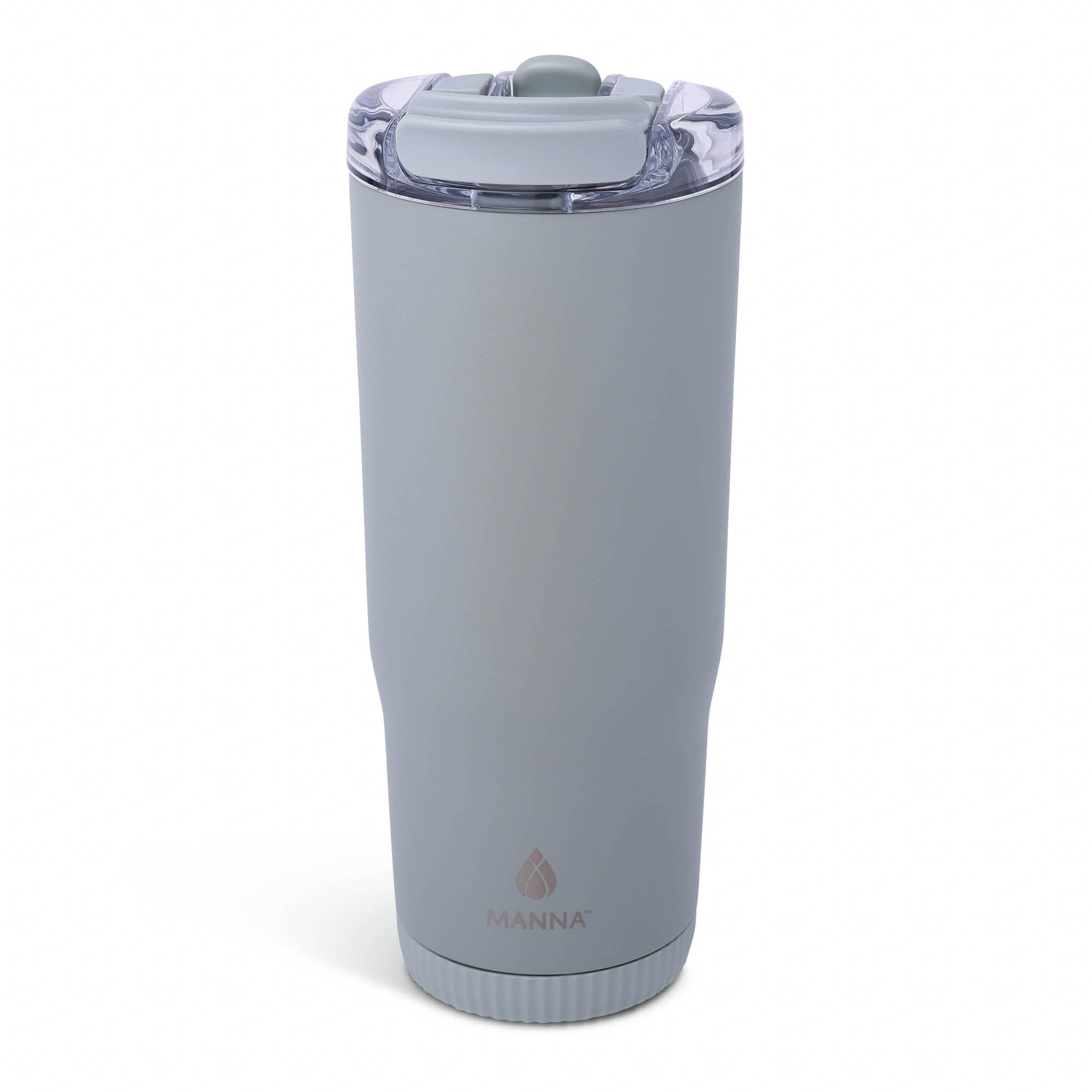 Manna Groove Stainless Steel Insulated Tumbler with Locking Tritan Lid and Flip-up Straw - 30 Oz - Soft Meadow Powder Coat