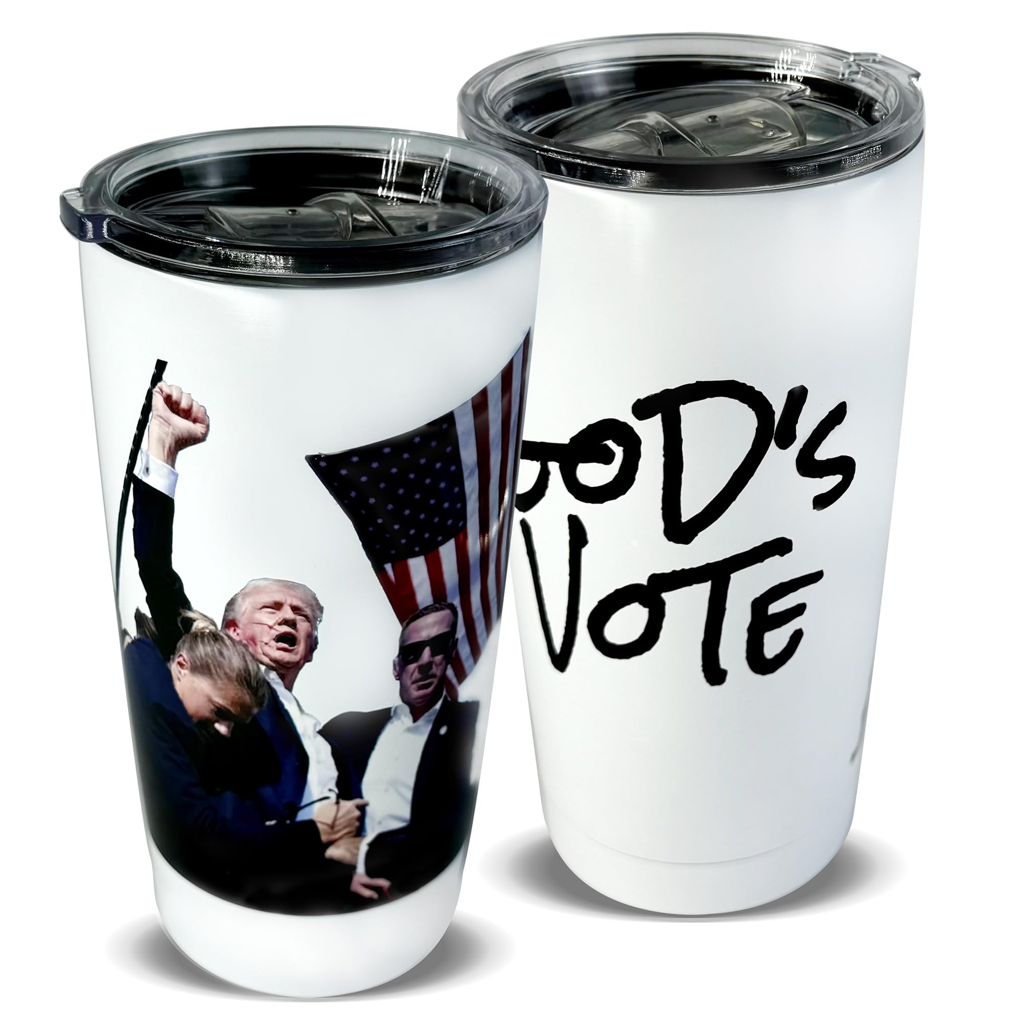 20oz Trump Tumblers - GOD's VOTE - 3D Printing Trump Stainless Steel Cup White 2024 Trump Insulated Tumbler for Gift Trump 304 Stainless Steel Water Bottles Trump Tumbler Cups for Hot and Cold Drinks