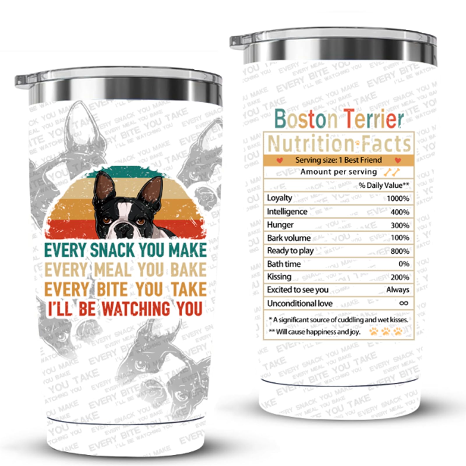 TkinTall Boston Terrier Gifts for Women Men, Boston Terrier Decor Mug 20 oz Stainless Steel Tumbler with Lid,Funny Bulldog Ideal Gifts Mug, Dog mom gifts for women, Vacuum Insulated Skinny Coffee Cup