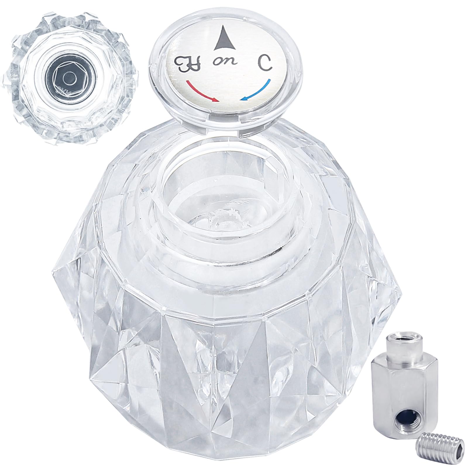 Shower Faucet Knob, Shower Handle Replacement for Delta RP41661, Compatible with Delta and Peerless Single Handle Tub Faucets, Clear Acrylic Shower Knob with Button, Screw and Connector