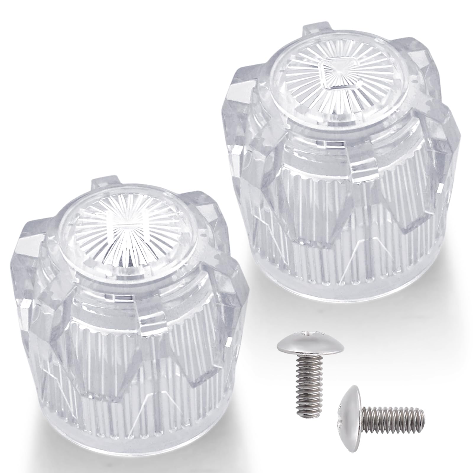 ZephyrJazz Shower Knob Replacement, Compatible with Phoenix Mobile Home Sink Tub Shower, Acrylic Bathtub Knobs Parts, Clear Faucet Handles with 17pt Spline Point Broach Center Hole(1 Pair)