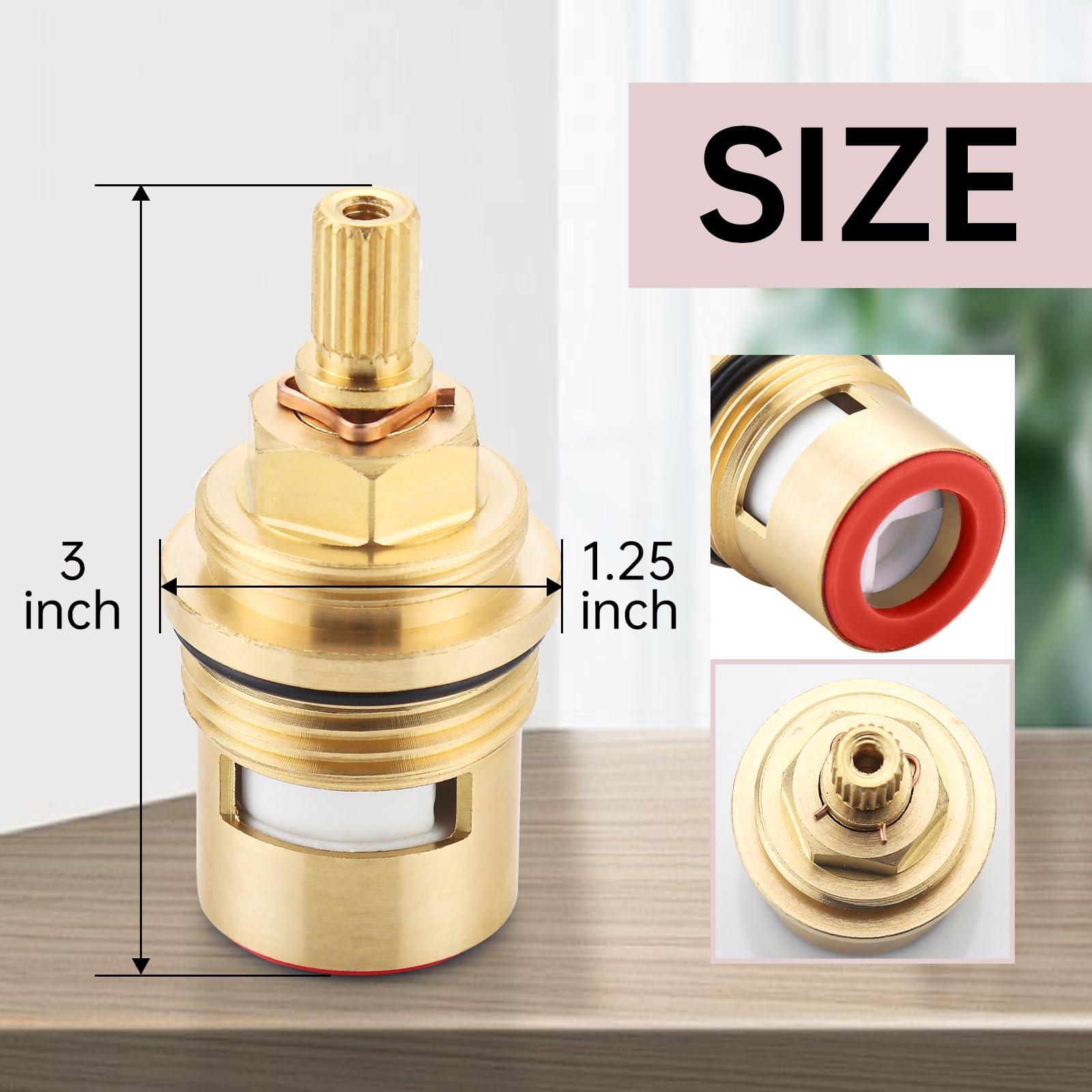 Faucet Cartridge Replacement for Kohler 1000188, Ceramic Valve Faucet Replacement Parts use in Deck Faucets with 3/4 inch Valves (Hot Cartridge 1000188)