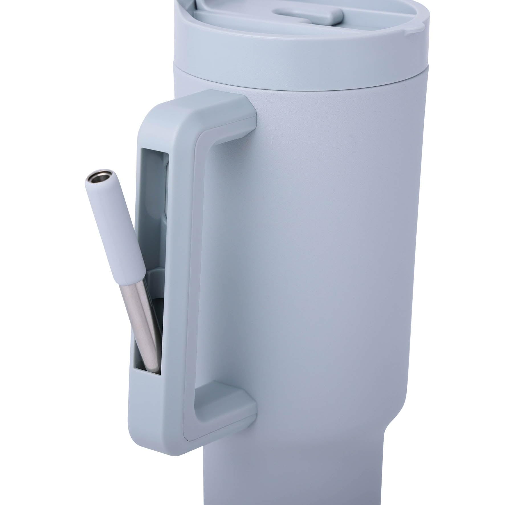Manna Stainless Steel Double Wall Insulated Tumbler with Smart Seal Dual Sip Lid and Straw Fit Handle - 40 Oz - Ocean Mist Powder Coat