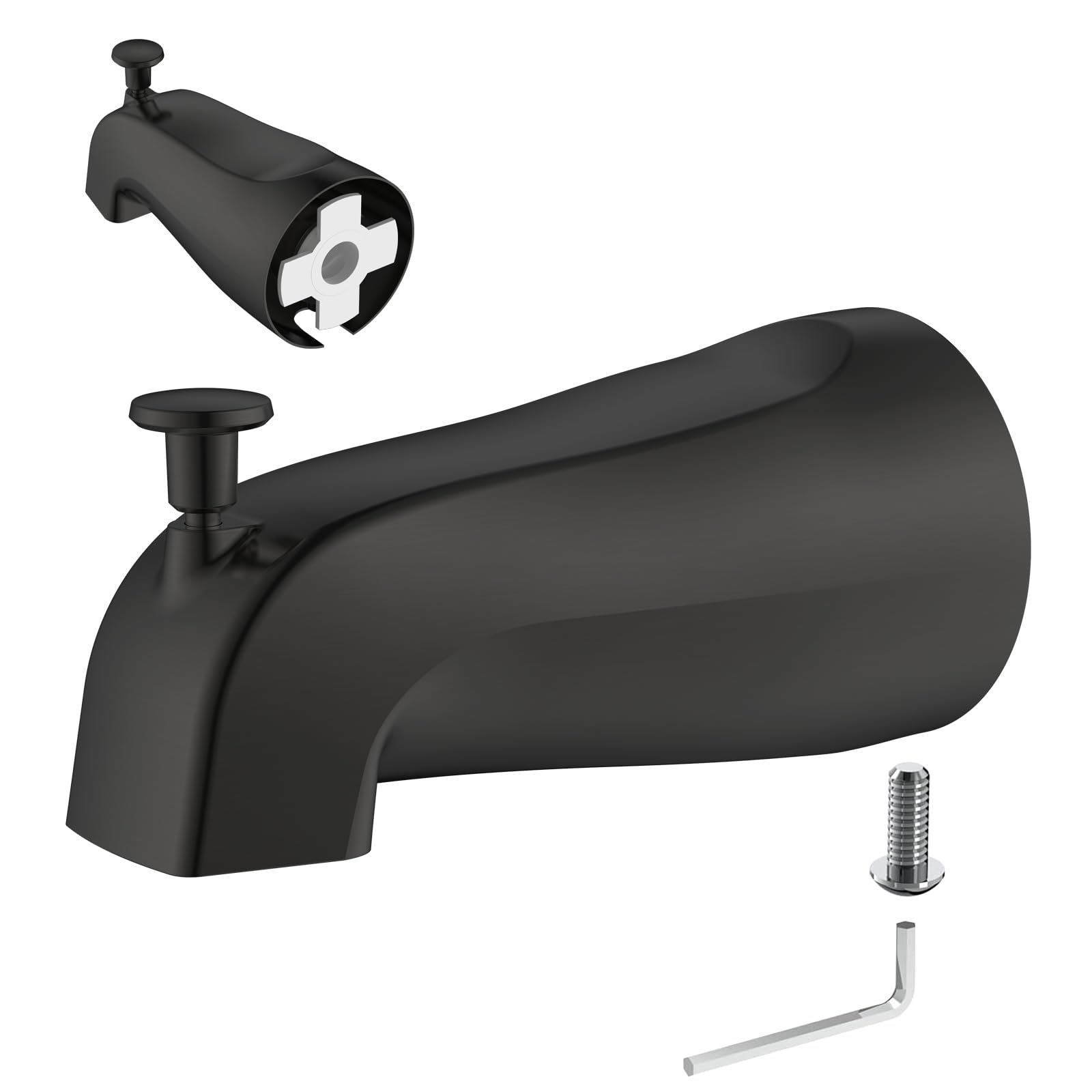 Gold Hao The Bathroom Universal Slip-On Tub Spout with Diverter - 5" Bathtub Faucet with Diverter, Easy to Install & Save Water Leaks in Minutes, Fit 5/8" Copper Pipe (Matte Black)