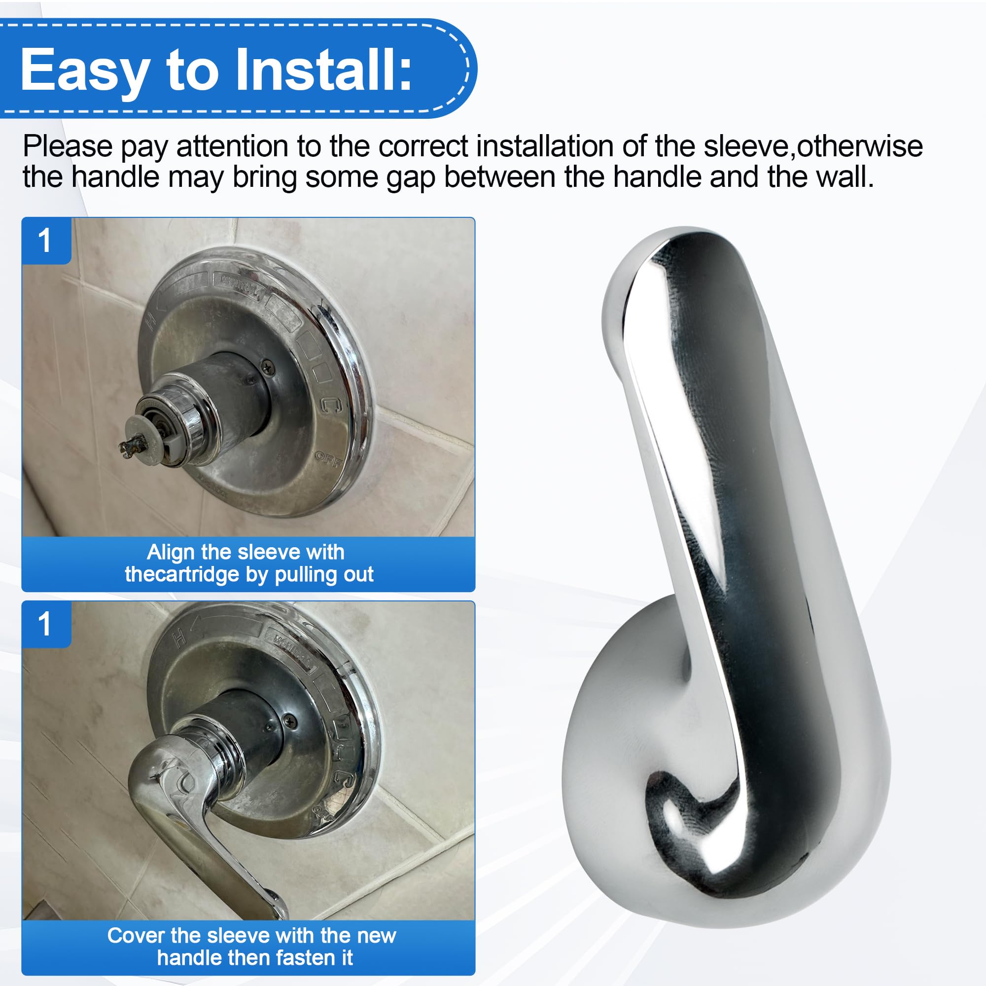 H79 Shower Handle Compatible with Delta Tub & Shower Single Metal Lever Handle, for Delta 1300/1400 Series Faucet Handle Replacement Chrome, Shower Replacement Parts with Screw & Wrench