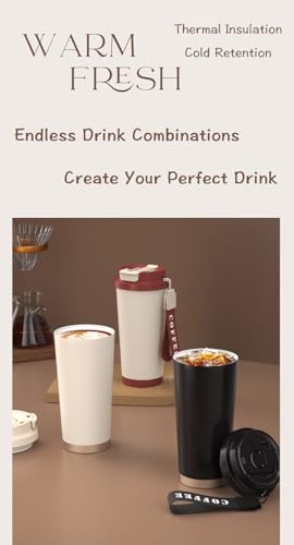 Stay Cool and Stylish with our Stainless Steel Iced Coffee Cup - 17.9oz, Black -Ceramic Inner Lining Includes Lid and Straw!