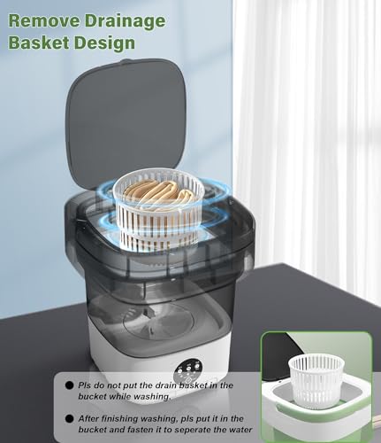 13L Portable Washing Machine, Mini Portable Washer with Spin Dryer, 3 Modes Deep Cleaning for Baby Clothes Socks Underwear or Small Items, small Washing Machine suitable for Apartment,RV Travel Green