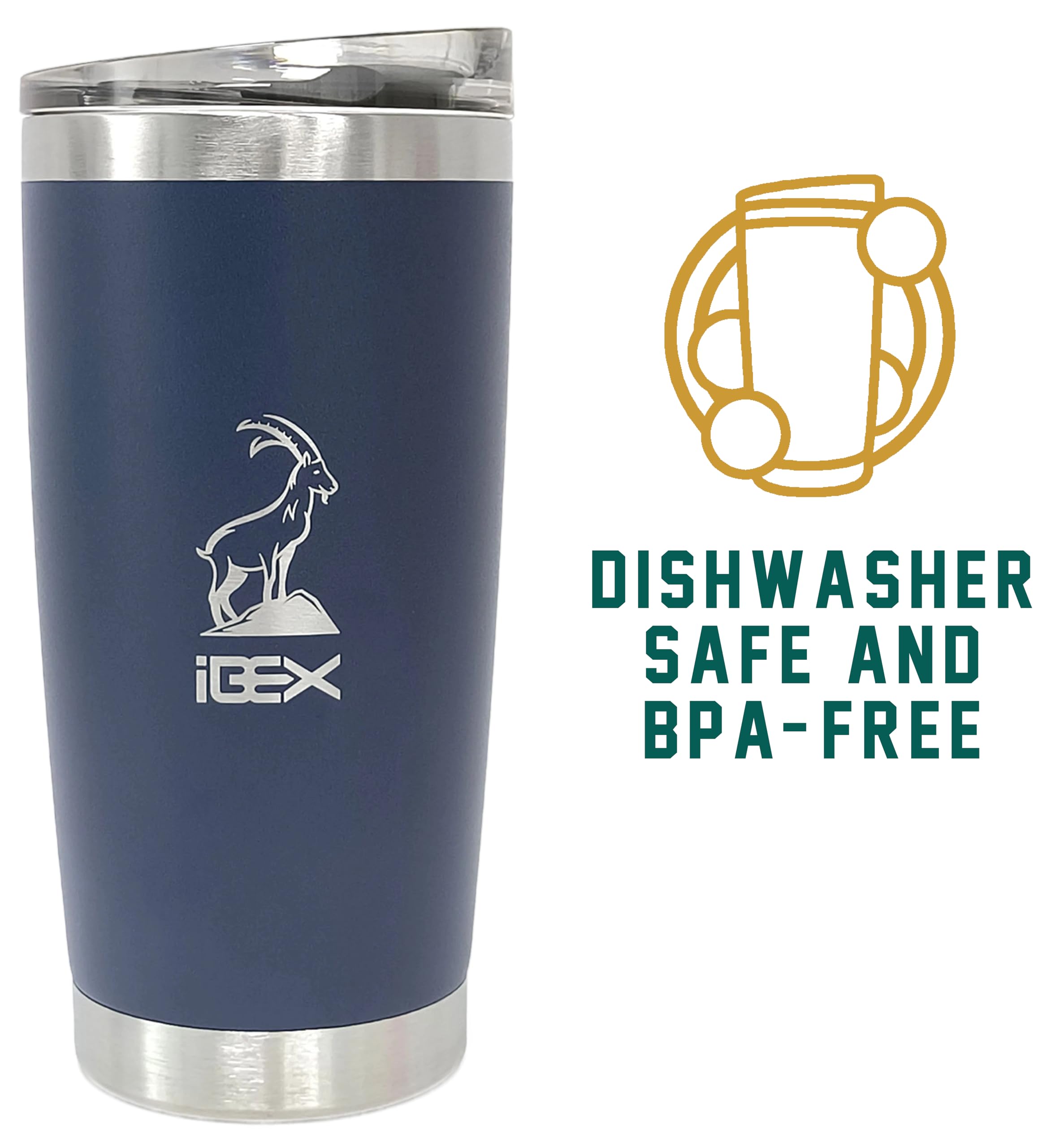 iBEX Tumbler 20 oz Stainless Steel Vacuum Insulated Tumbler With Magnetic Slider Lid (Navy)