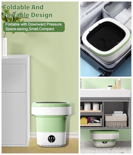 13L Portable Washing Machine, Mini Portable Washer with Spin Dryer, 3 Modes Deep Cleaning for Baby Clothes Socks Underwear or Small Items, small Washing Machine suitable for Apartment,RV Travel Green