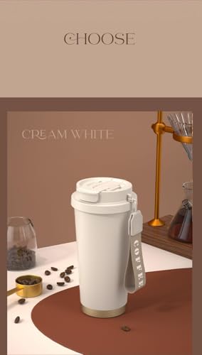 Stay Cool and Stylish with our Stainless Steel Iced Coffee Cup - 17.9oz, Red -Ceramic Inner Lining Includes Lid and Straw!