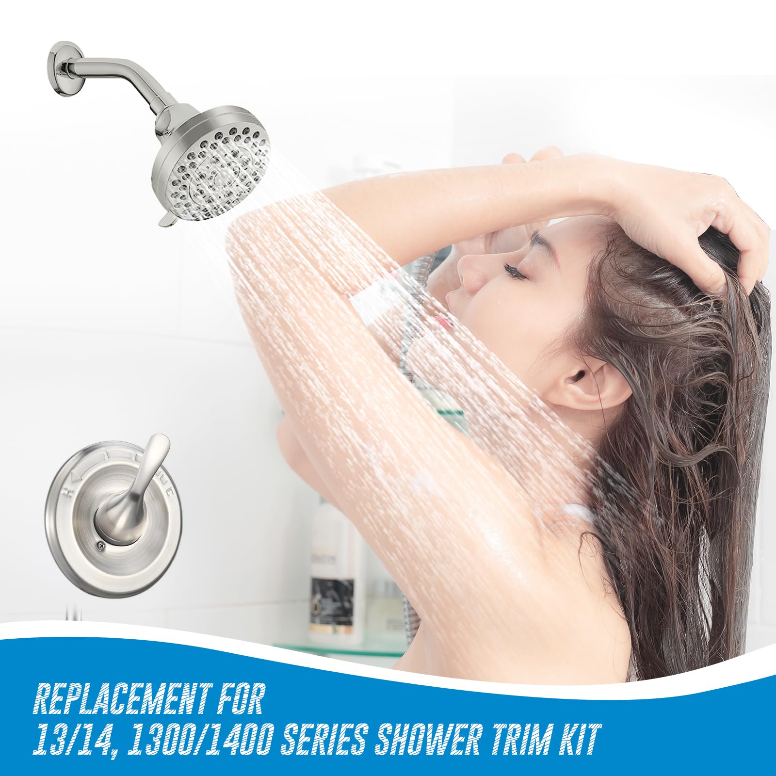 Replacement for Delta Classic 13 Series Single-Function Trim Kit, T13020-SS Brushed Nickel Shower Handle, Fit Delta Shower Valve R10000 Series (Cartridge Not Included)