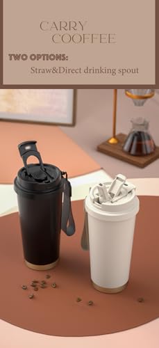Stay Cool and Stylish with our Stainless Steel Iced Coffee Cup - 17.9oz, Black -Ceramic Inner Lining Includes Lid and Straw!
